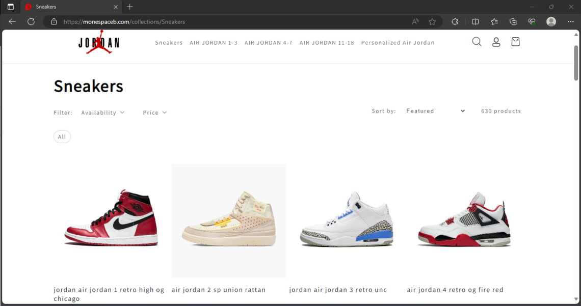 Monespaceb.com Scam Store: A Fake Nike Website