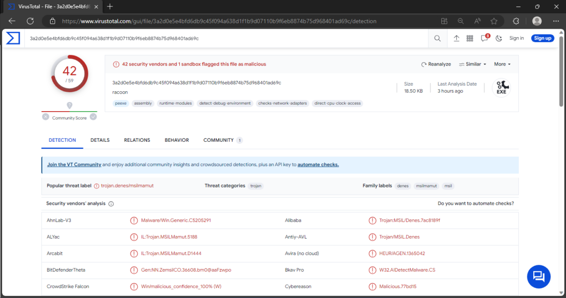 Agent Racoon Malware Removal