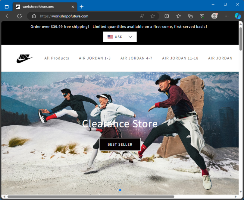 Workshopofuture.com Scam Store: A Fake Nike Website