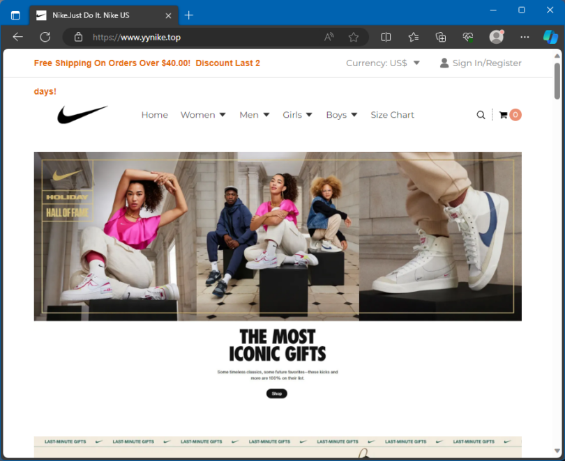Yynike.top Scam Store: A Fake Nike Website