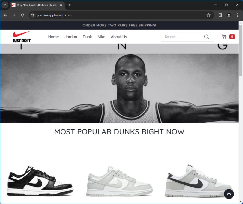 JordanSuppliersVip.com Scam Store: A Fake Nike Website