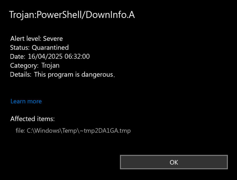 Trojan:PowerShell/DownInfo.A Trojan Virus (DownInfo Removal)